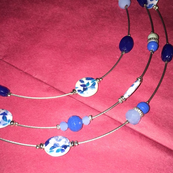 Ashley Cooper | Jewelry | Nwt Ashley Cooper Multi Tier Necklace Blue ...
